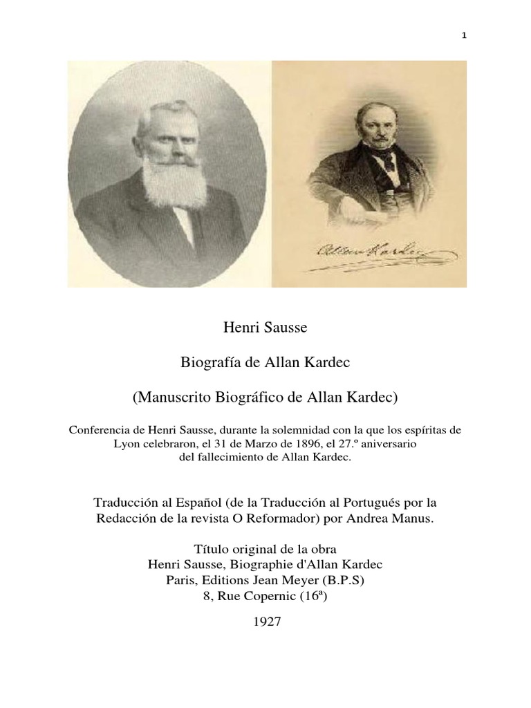 Biografía de Allan Kardec - Henry Sause | PDF | Espiritismo | Conocimiento