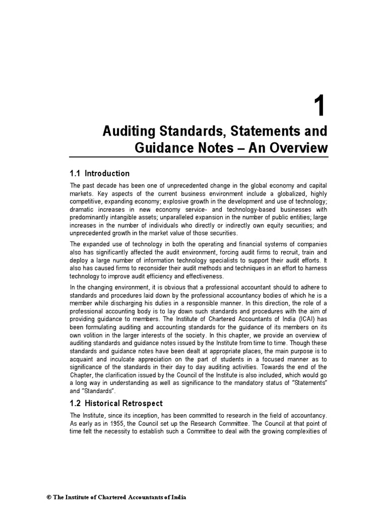 1 Auditing Standards, Statements and Guidance Notes - An Overview PDF ...
