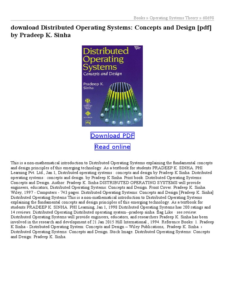 Distributed Operating Systems Concepts and Design PDF | PDF