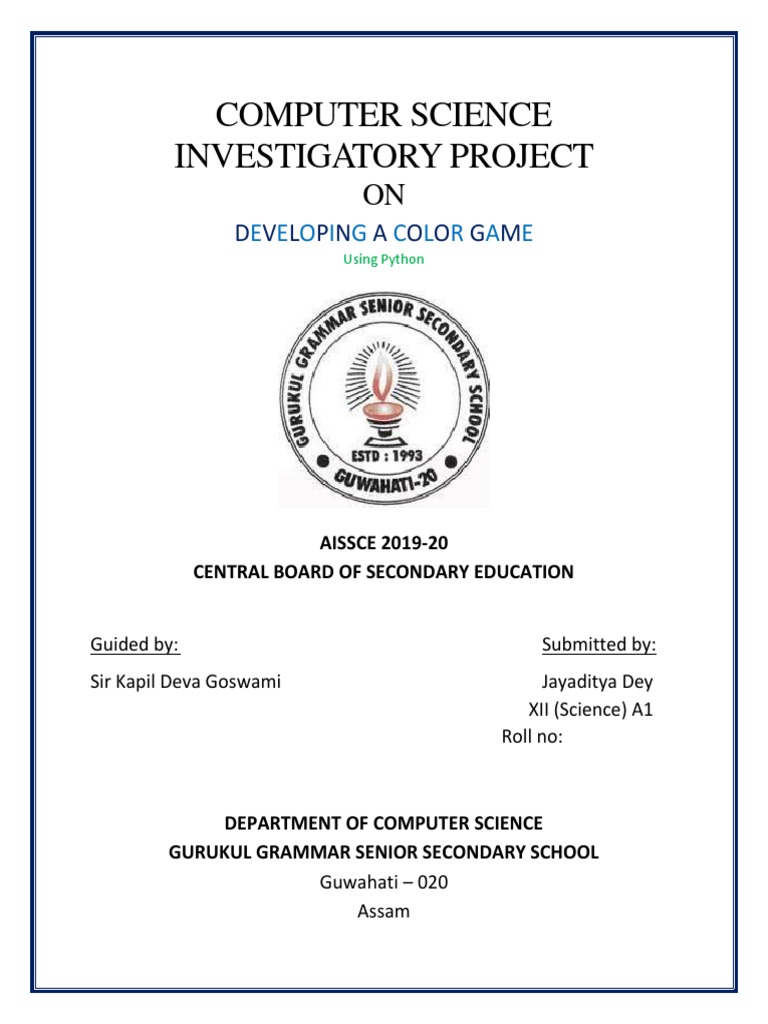 Computer Science Investigatory Project | PDF | Python (Programming Language) | Scripting Language