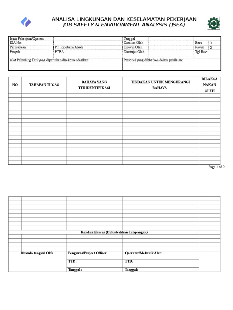 JSA Form New | PDF