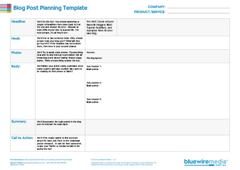 Blog Post Planning Template v1.3 PDF | PDF | Blog | Social Information ...