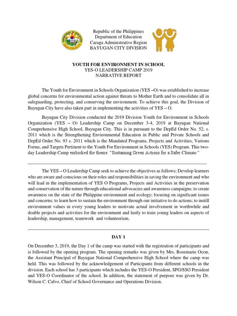 Yes-O Camp Narrative Report | PDF | Ecology | Leadership