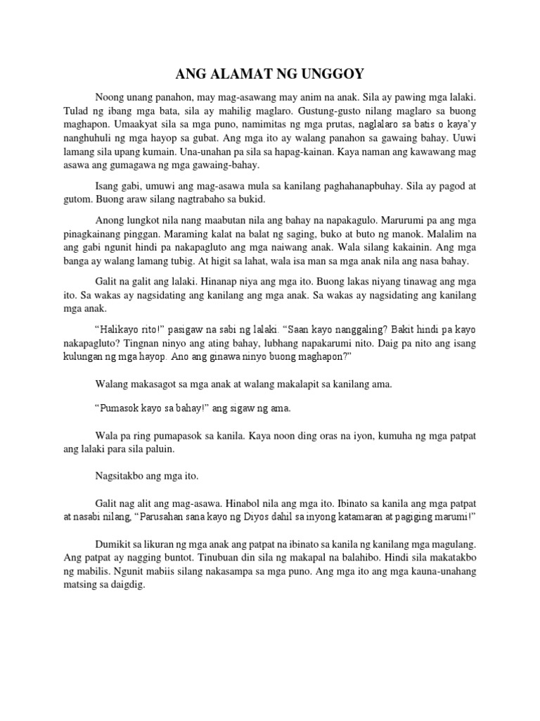 Ang Alamat NG Unggoy | PDF