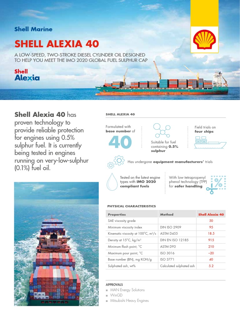 Marine Engineers' Guide to Shell Alexia 40 | PDF | Fuel Oil | Energy ...