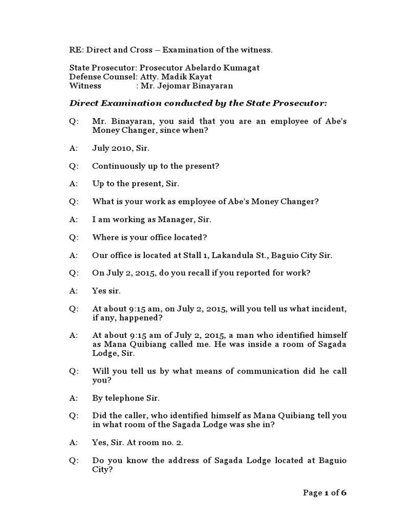 Witness Examination Sample | Crime & Violence | Crime Thriller