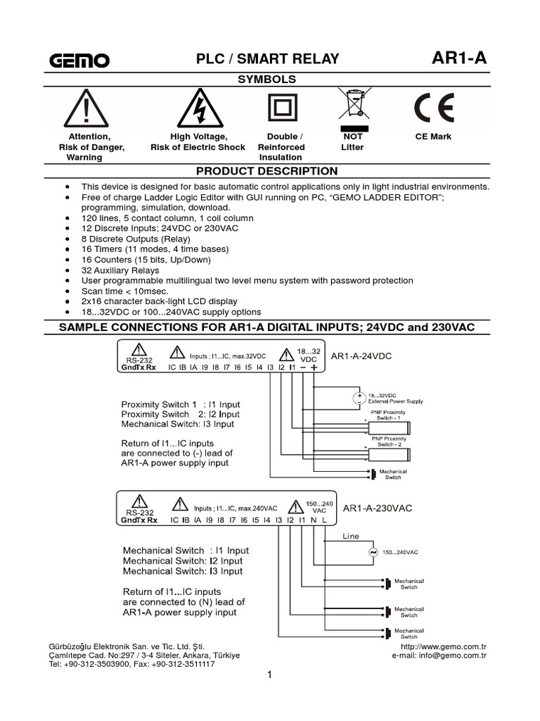 AR1 en | PDF | Relay | Power Supply