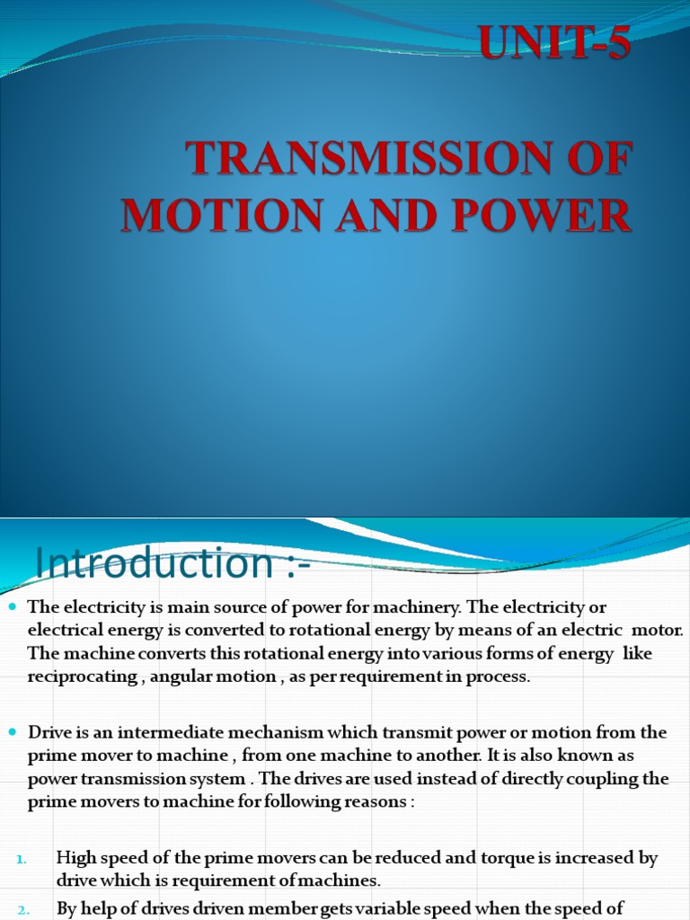 Transmission of Motion and Power | PDF | Gear | Belt (Mechanical)
