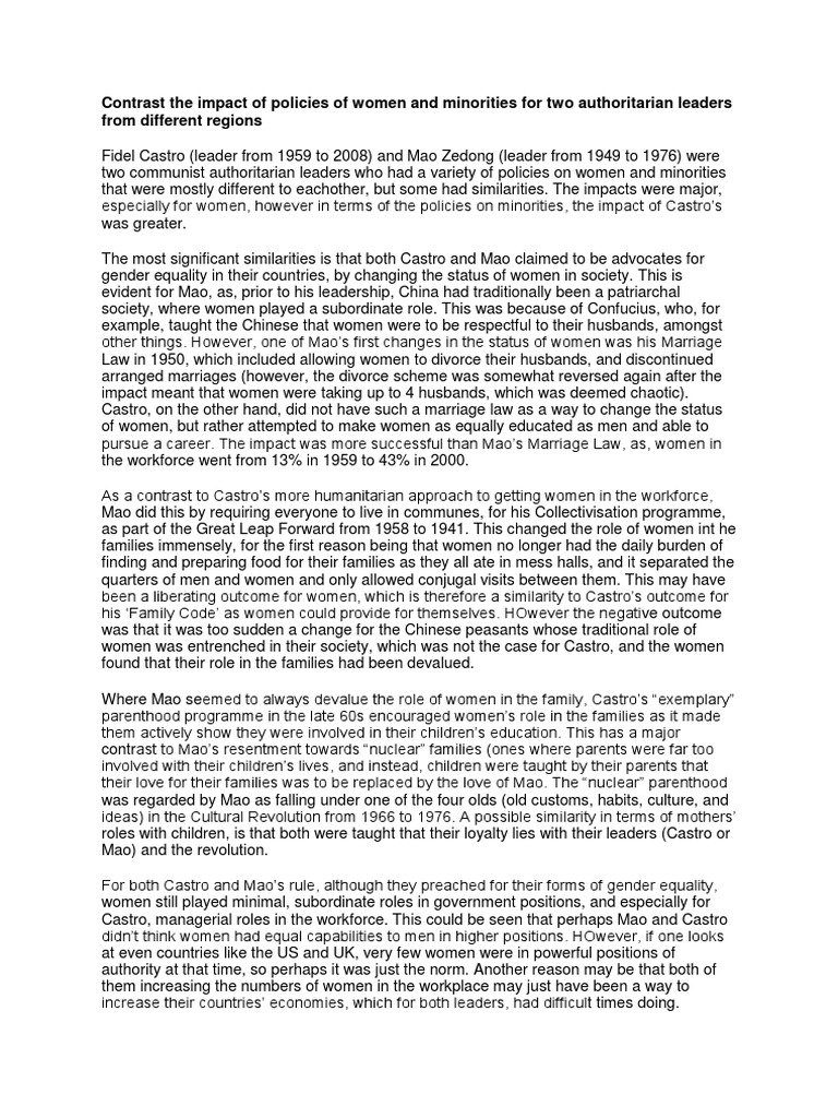 Contrast The Impact of Policies of Women and Minorities For Two ...