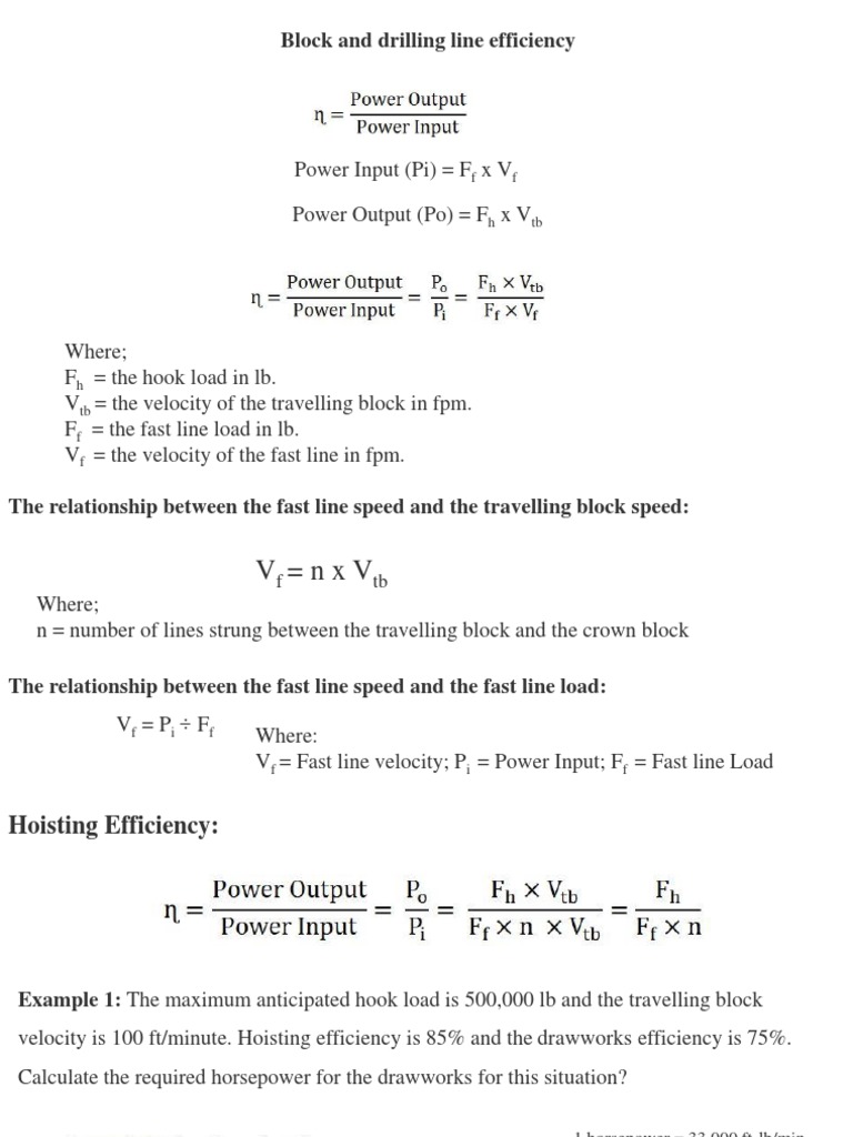 Hook Load and Drilling Calculations | PDF | Horsepower | Speed