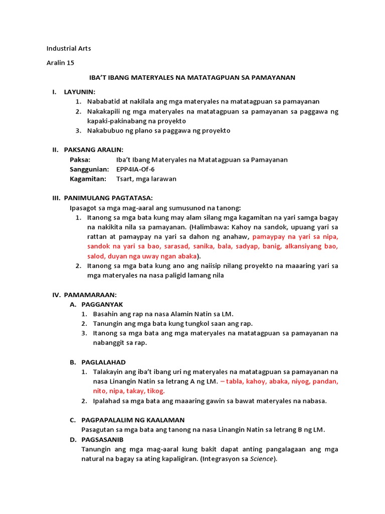 Lesson Plan in EPP 5 Aralin 15