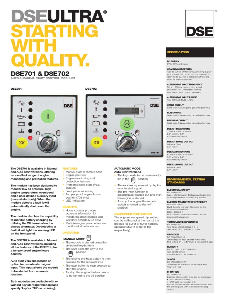 Dse 701 Dse 702 Auto Manual Start Control Modules PDF | PDF | Switch ...