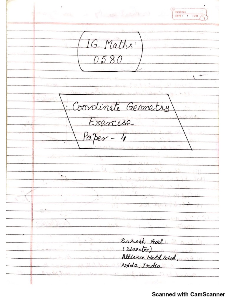 Ig 0580 Coordinate Geometry Exercise Paper 4 1 | PDF