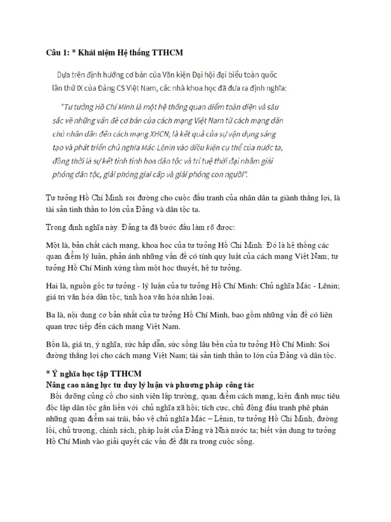 ĐỀ CƯƠNG TTHCM | PDF