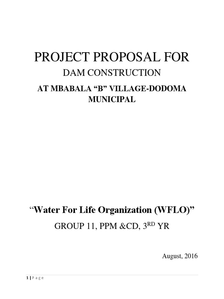 Dam Construction Proposal for Mbabala | PDF | Tanzania | Water Supply ...