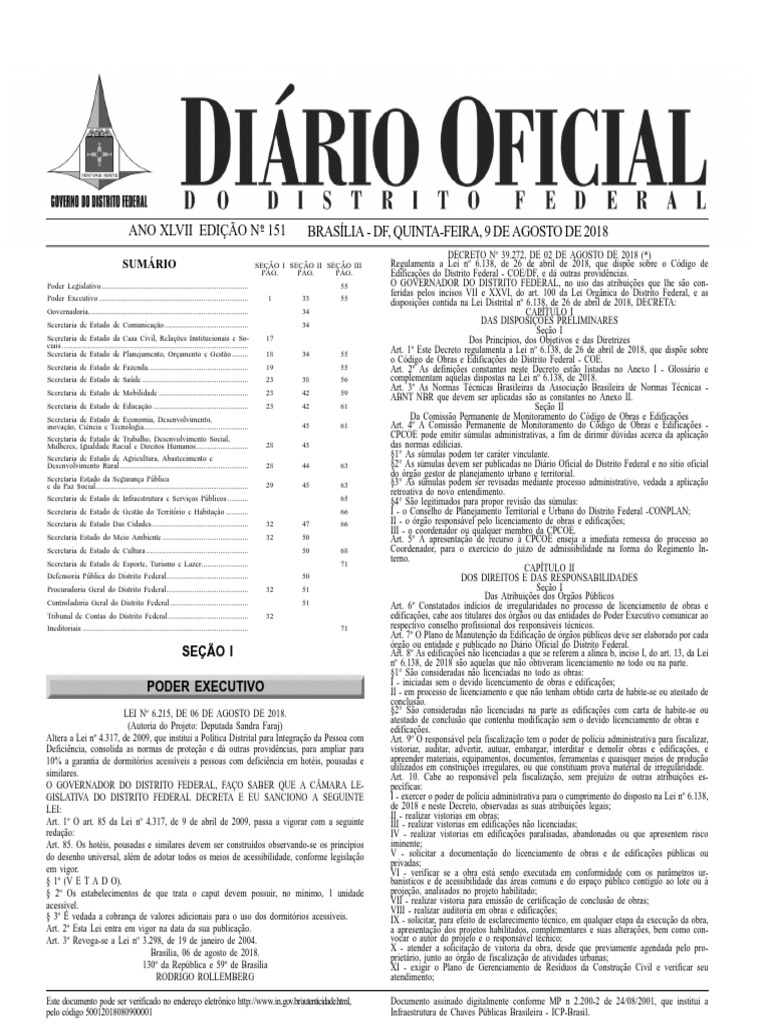 Dodf 151 09-08-2018 Integra PDF | PDF | Acessibilidade | Estado
