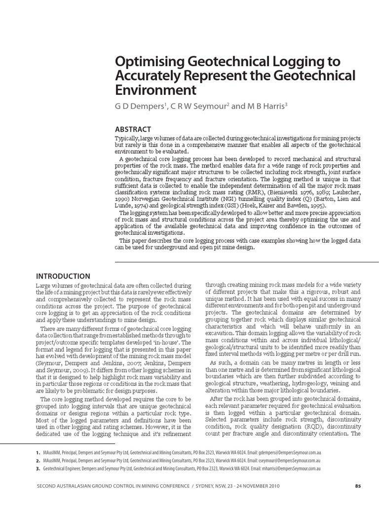 Optimising Geotechnical Logging | PDF | Geotechnical Engineering | Nature