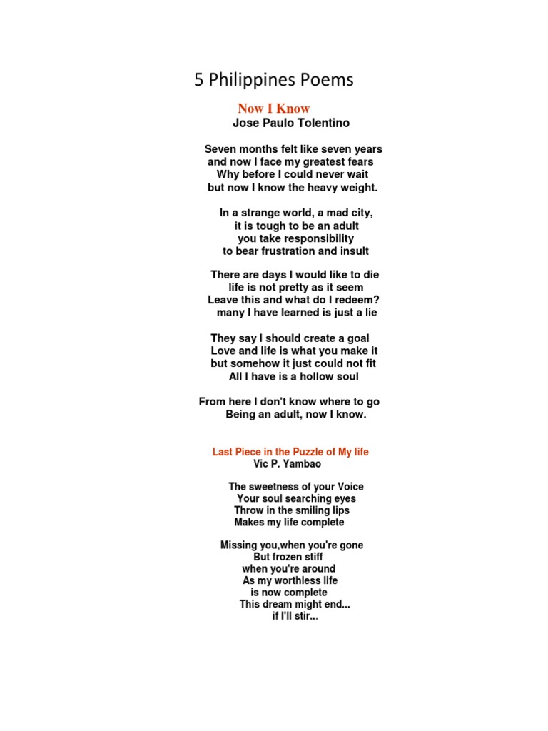 5 Philippines Poems | PDF | Necklace