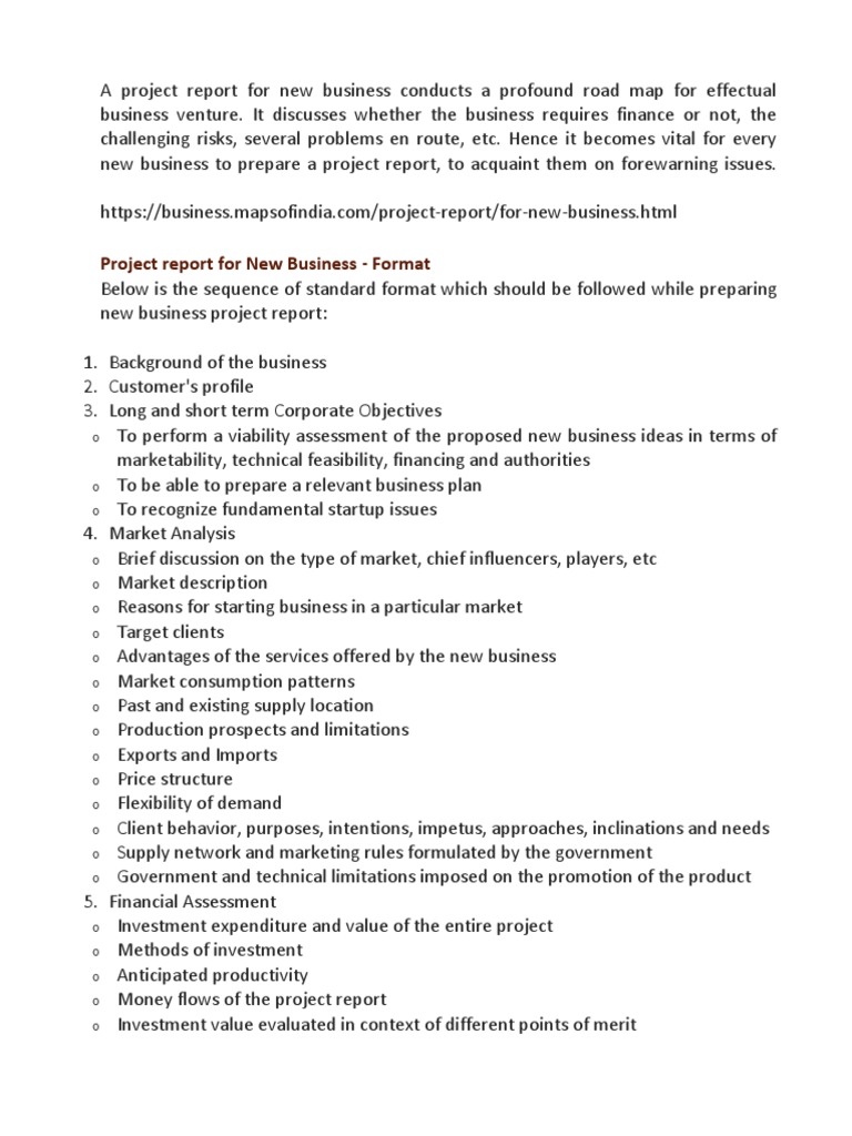 Project Report For New Business - Format | PDF | Banks | Interest