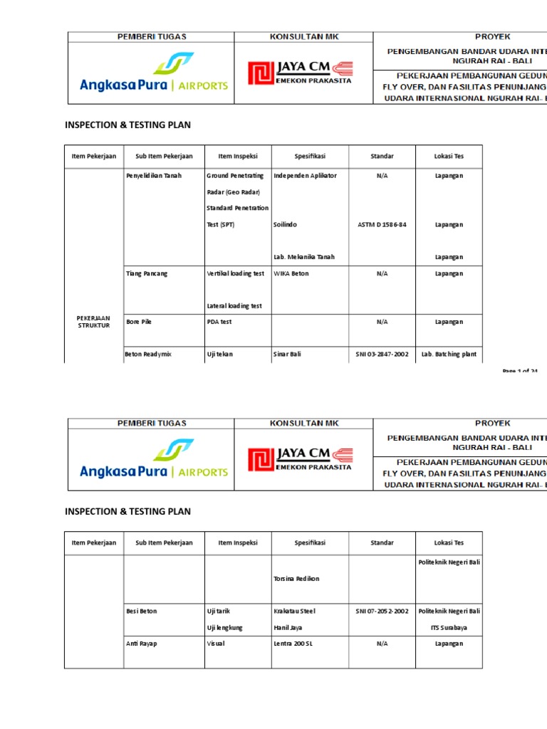 3.inspection & Testing Plan | PDF | Building Engineering | Building ...
