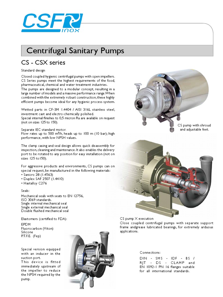 csf-cs-hygienic-centrifugal-pump-catalogue | Pump | Mechanical Engineering