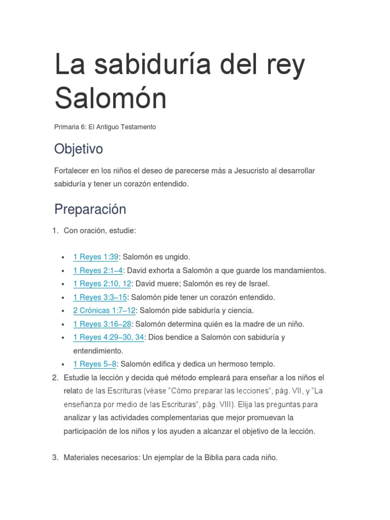 La Sabiduría Del Rey Salomón | PDF | Libros de reyes | Solomons