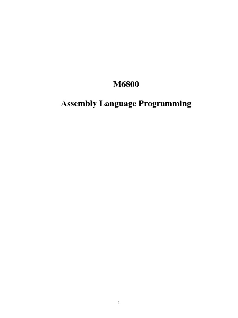 M6800. Assembly Language Programming | PDF | Pointer (Computer Programming) | Control Flow