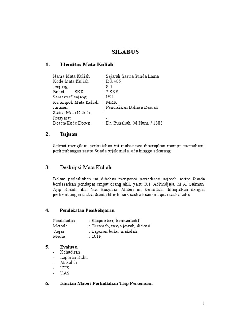 Sil Sejarah Sastra Sunda Lama | PDF