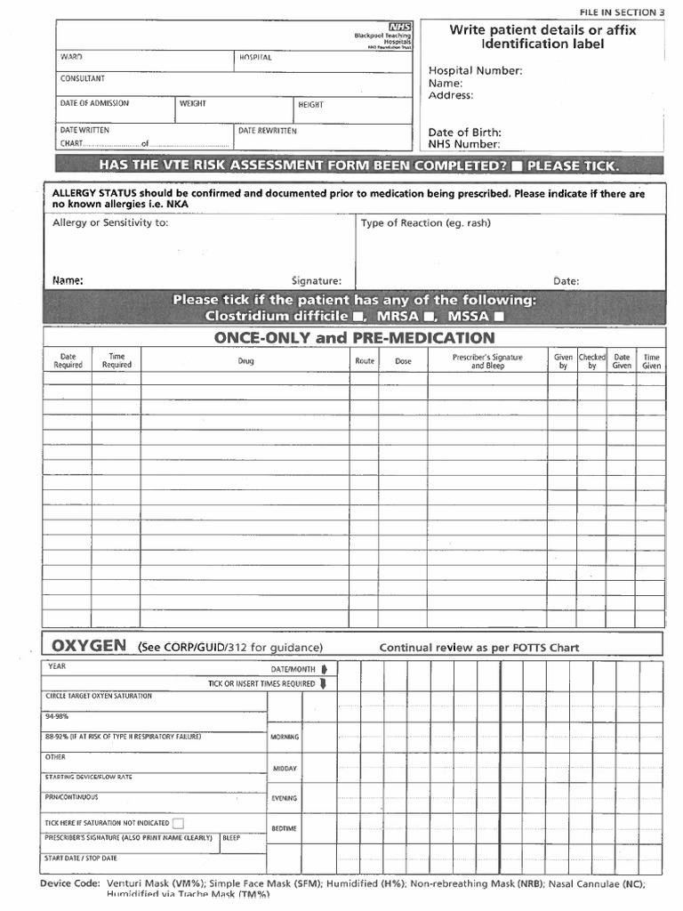 ADT - Form - Sample Prescription Chart - DC12419 - PDF 81193053 | PDF