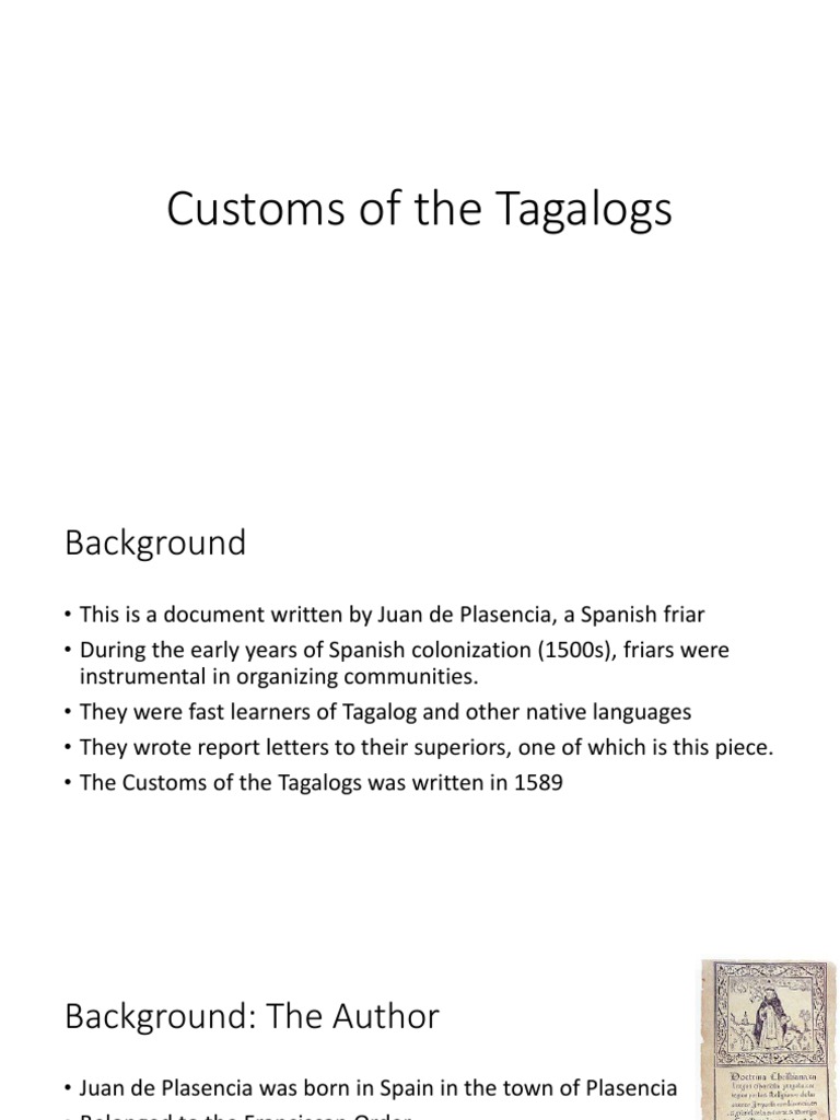Customs of the Tagalogs | Tagalog Language | Philippines