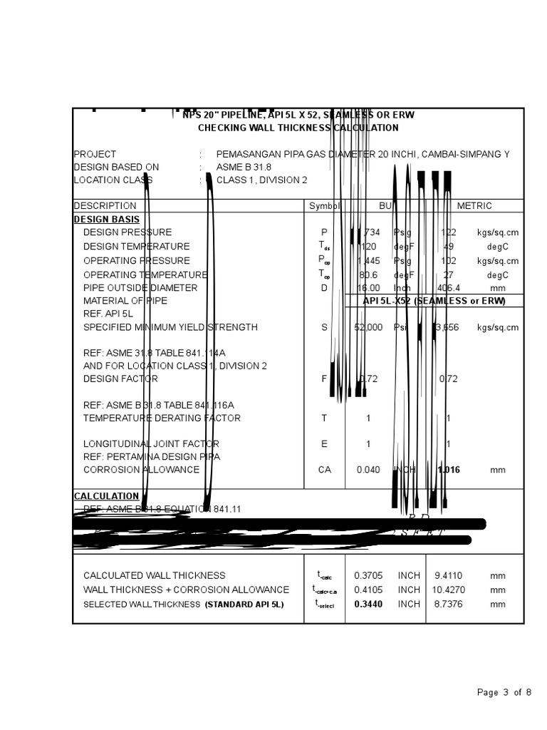 API 5L X52 Pipeline Wall Thickness Guide | PDF | Pipe (Fluid Conveyance ...