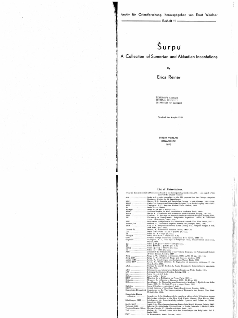 Erica Reiner - Šurpu - A Collection of Sumerian and Akkadian ...