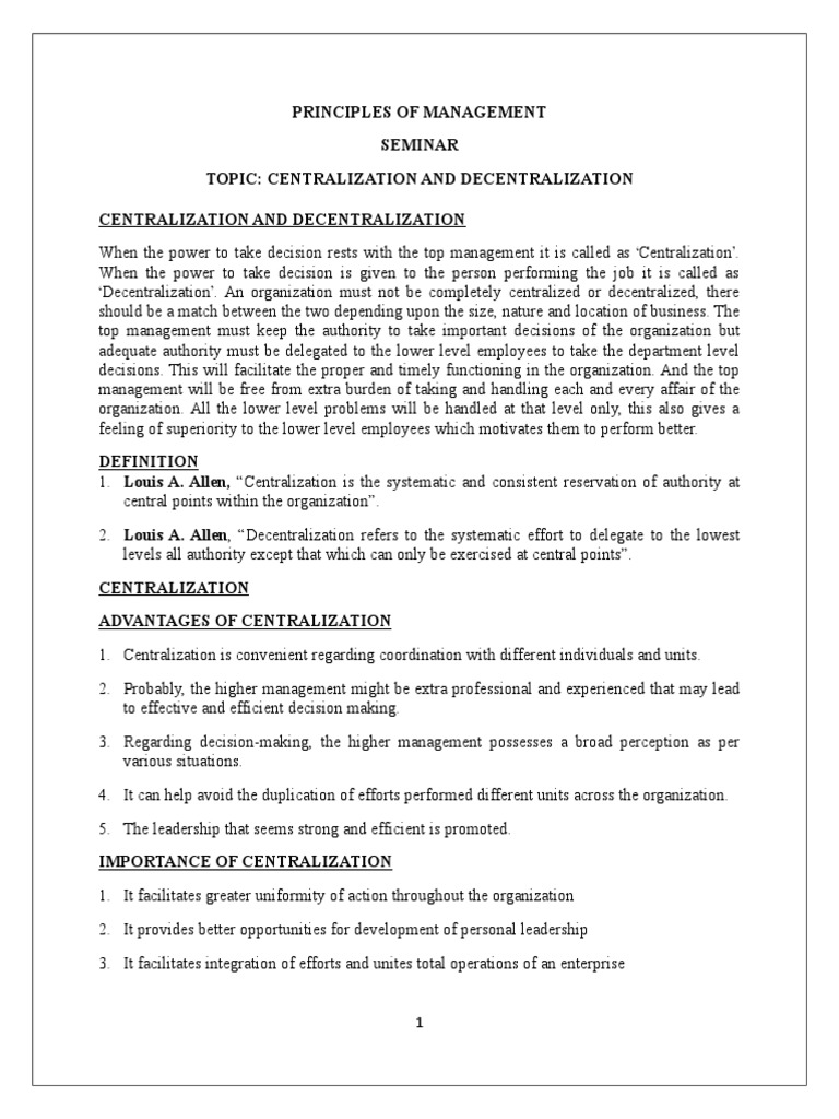 Centralization and Decentralization PM 2 | PDF | Decentralization | Decision Making