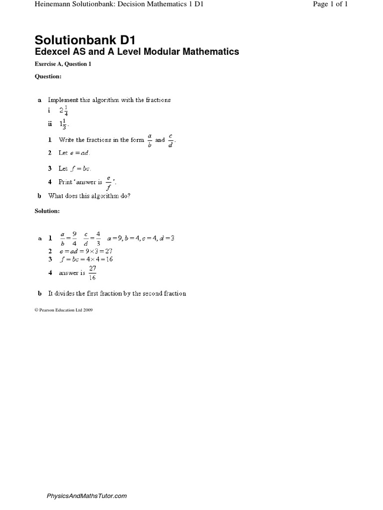 Edexcel D1 Chapter 1 | PDF | Tests | Publishing Companies