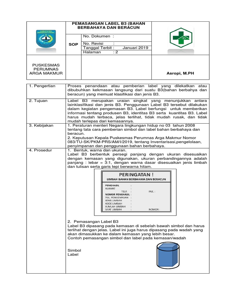 Pemasangan Label B3 | PDF