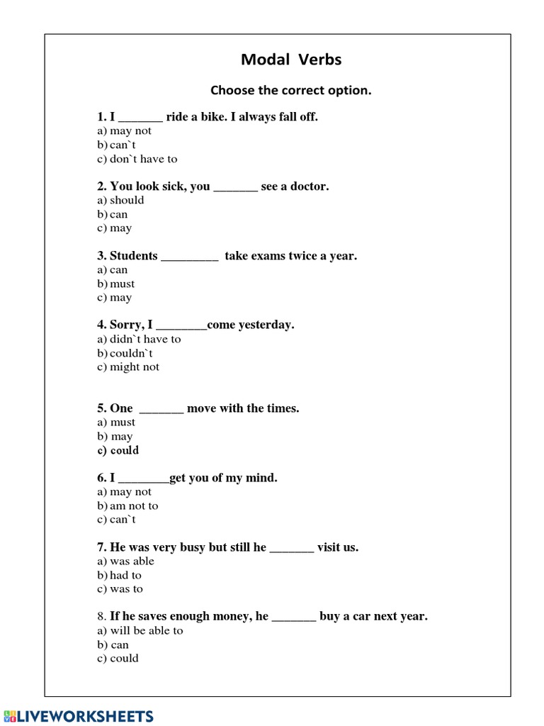 Modal Verbs Test | PDF