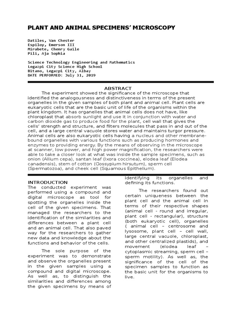 Scientific Paper Micros | PDF | Cell (Biology) | Eukaryotes
