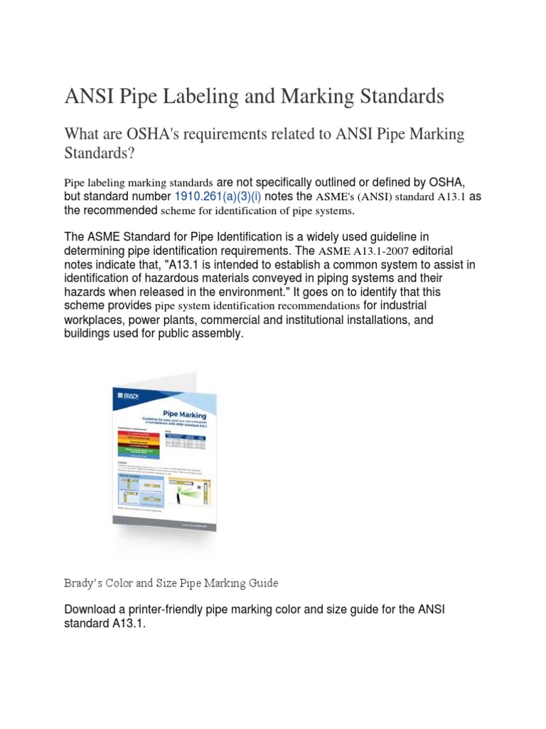 ANSI Pipe Labeling and Marking Standards | PDF | Dangerous Goods | Pipe ...