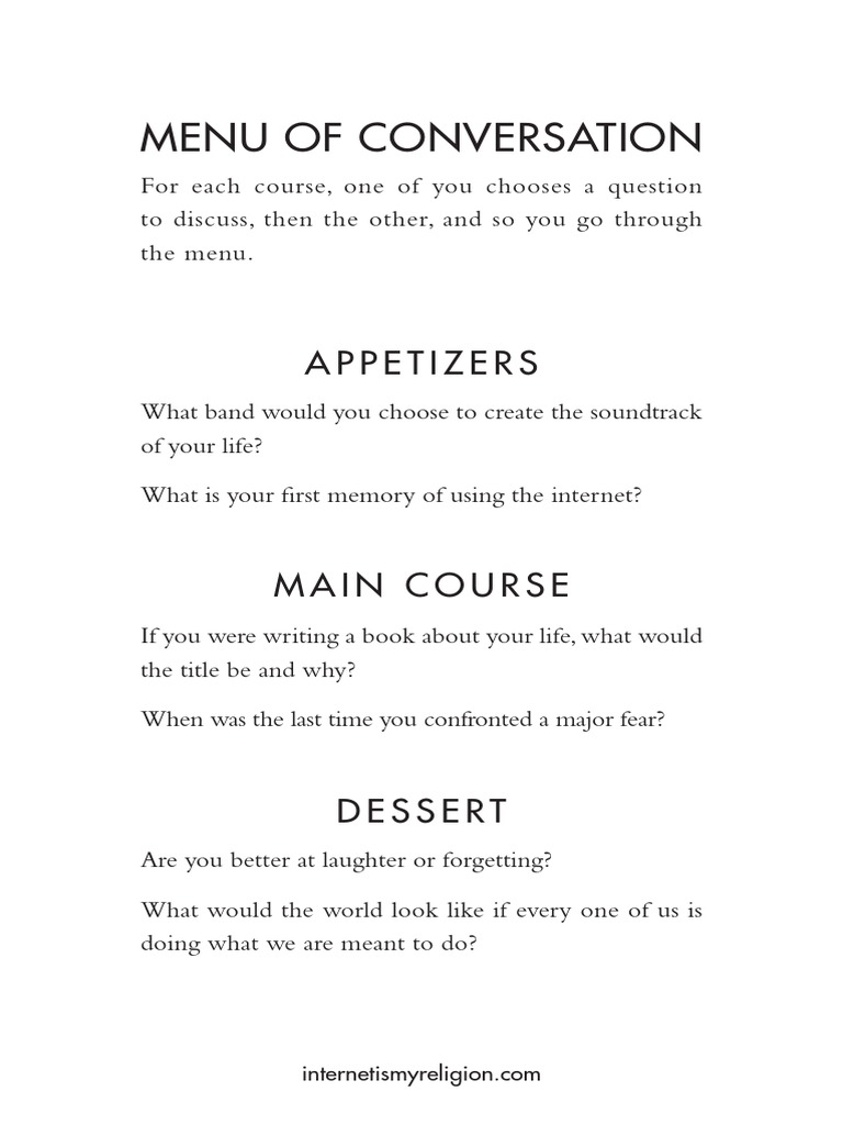Conversation Menu | PDF