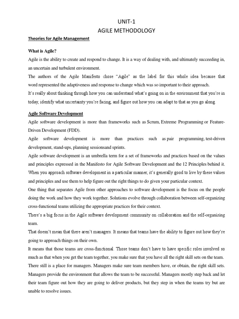 Unit 1 | PDF | Agile Software Development | Software Development Process