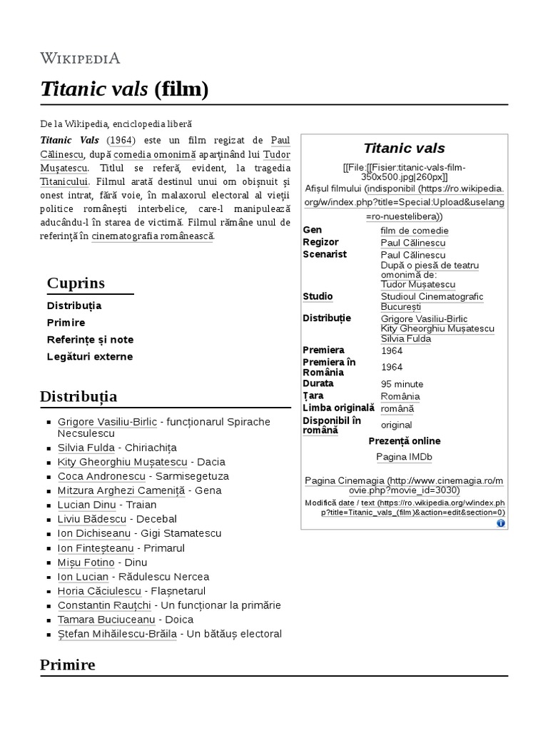 Titanic Vals (Film) PDF | PDF