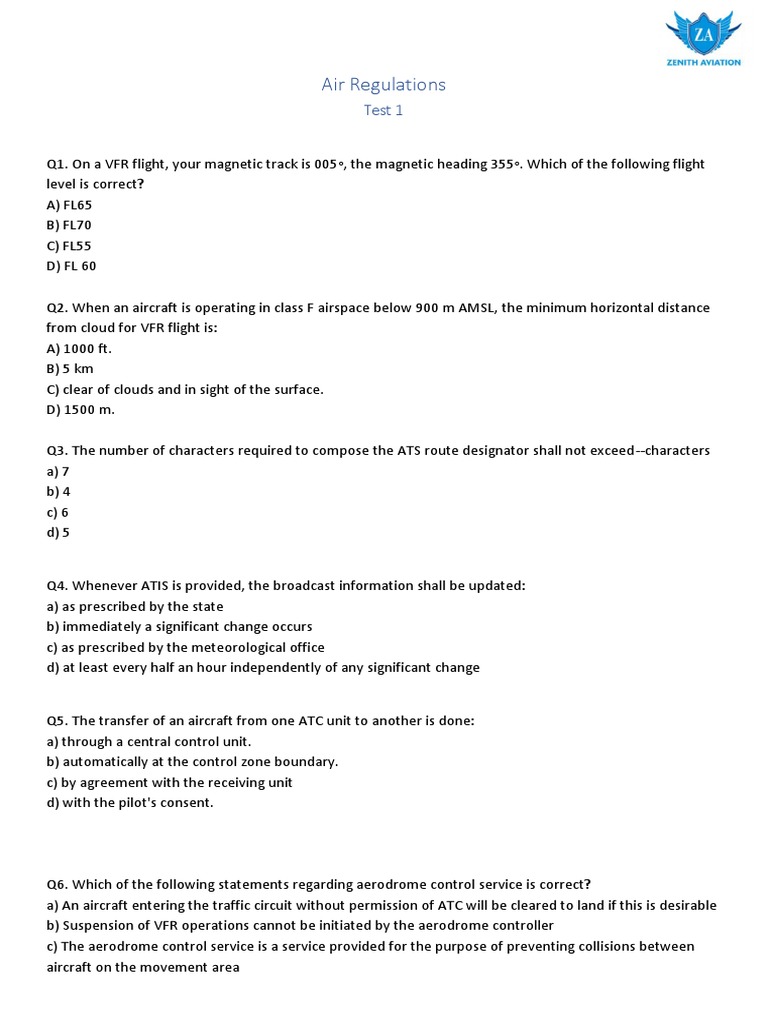 Air Regulations and Compliance Guide | PDF | Visual Flight Rules ...