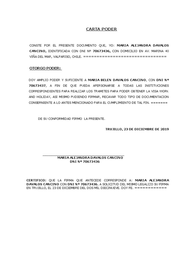 Carta Poder Representacion en Proceso Judicial | PDF