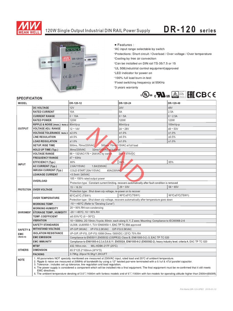 DR 120 Spec | PDF | Power Supply | Rectifier