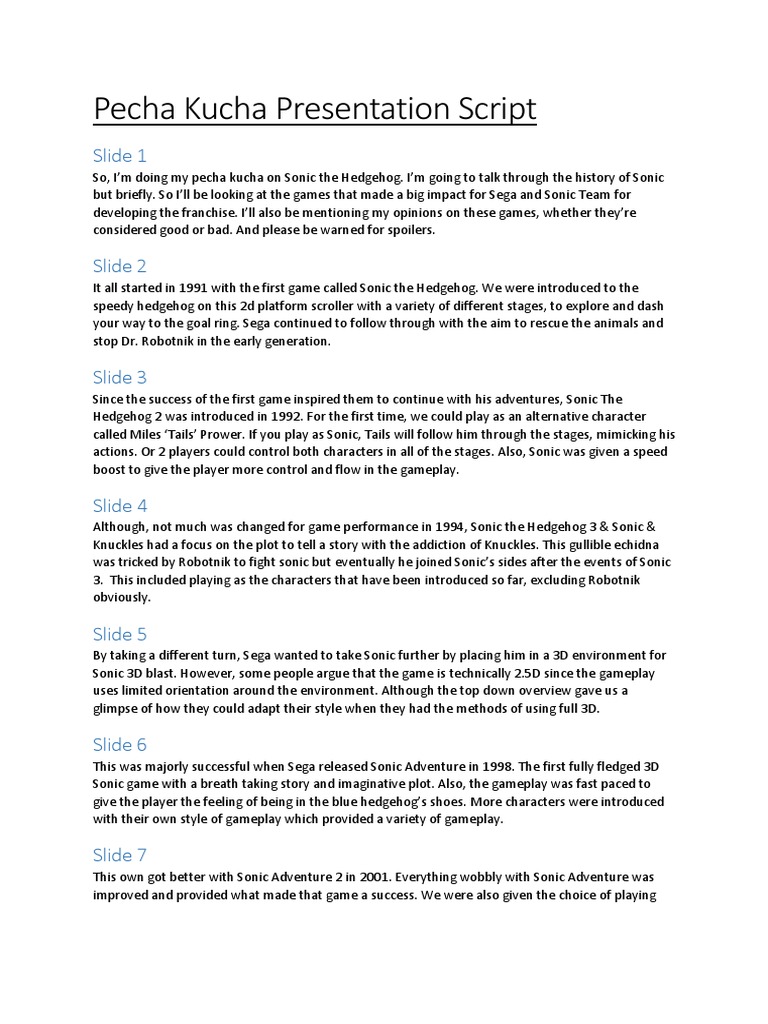 Pecha Kucha Presentation Script | PDF | Video Games | Science Fiction ...