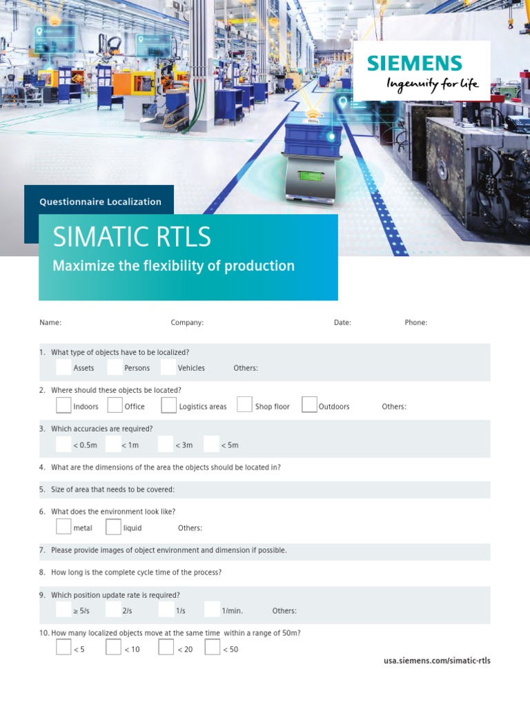 Questionnaire-SIMATIC RTLS PDF | PDF | Specification (Technical ...