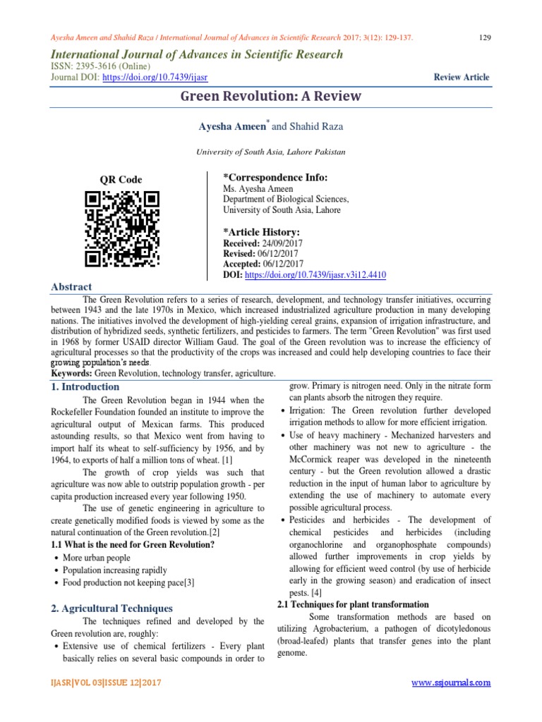 Green Revolution A Review PDF | PDF | Green Revolution | Transformation ...