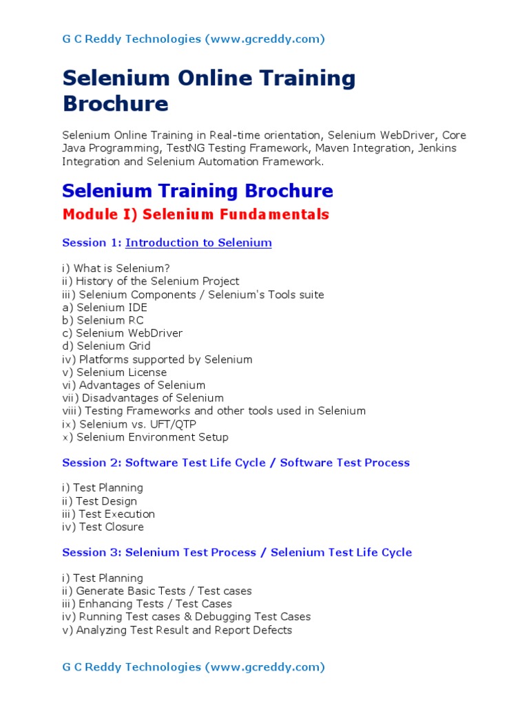 Selenium Online Training Pdf Selenium Software Method Computer Programming 4178