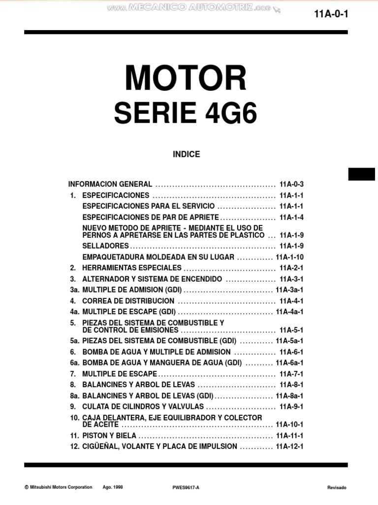 Manuel e Instalacion Motor 4G69 PDF | PDF | Herramientas | Engranaje