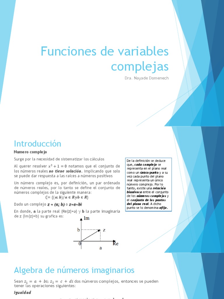 Semana 1 Funciones de Variables Complejas | PDF | Número complejo | Función (Matemáticas)